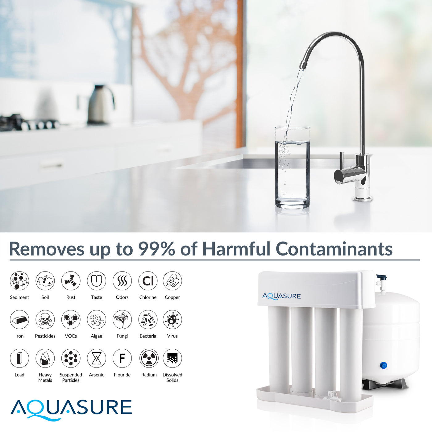 Aquasure Signature Elite 64,000 Grain Water Softener + 75 GPD RO System ...