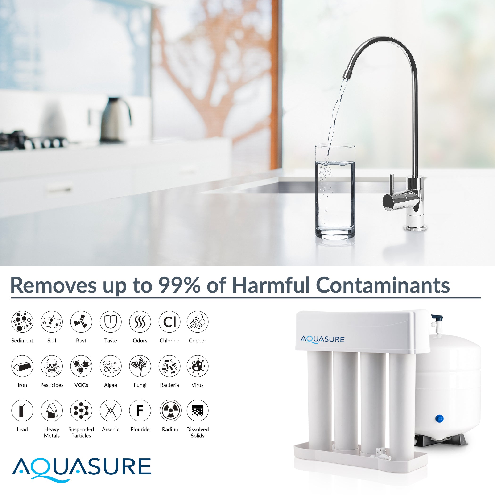 Aquasure Signature Elite 64,000 Grain Water Softener + 75 GPD RO System ...