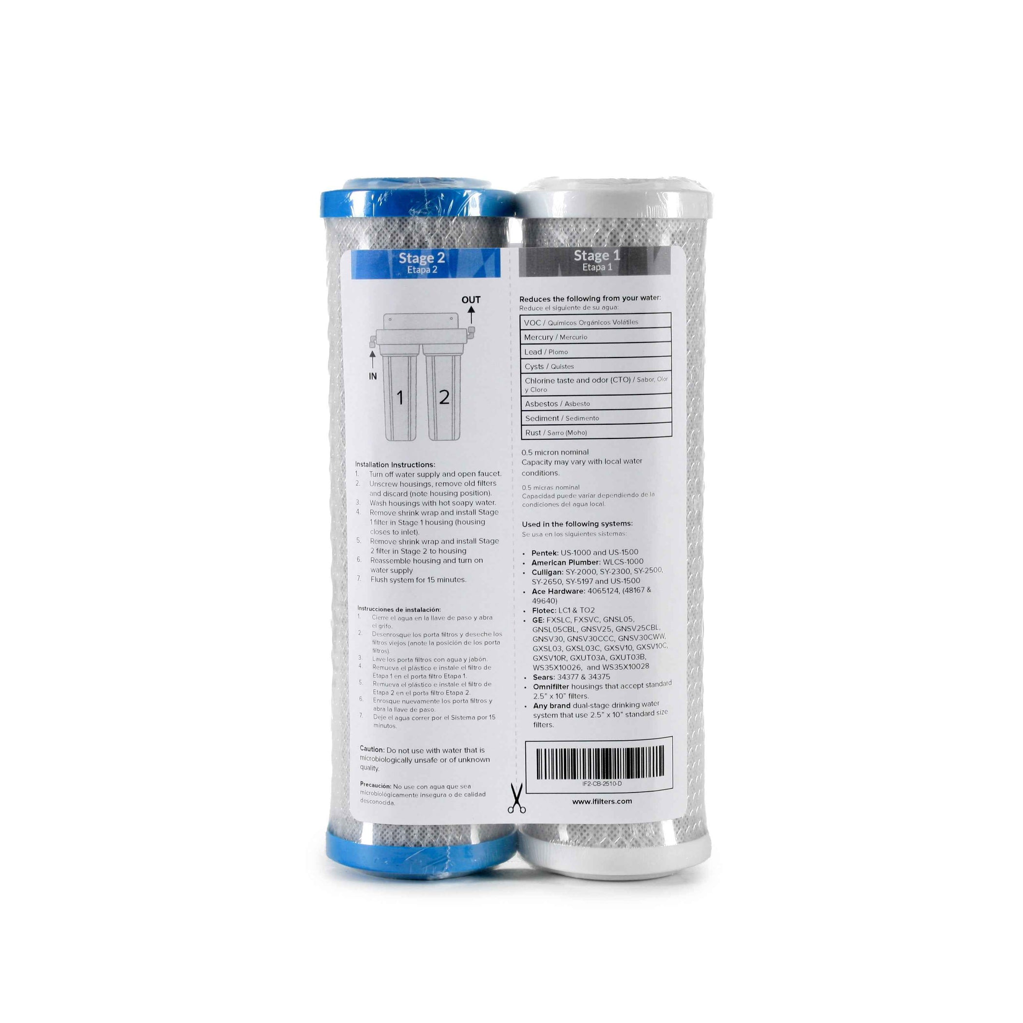 Dual Stage Drinking Water Filter Replacement Set, filters VOC Mercury ...