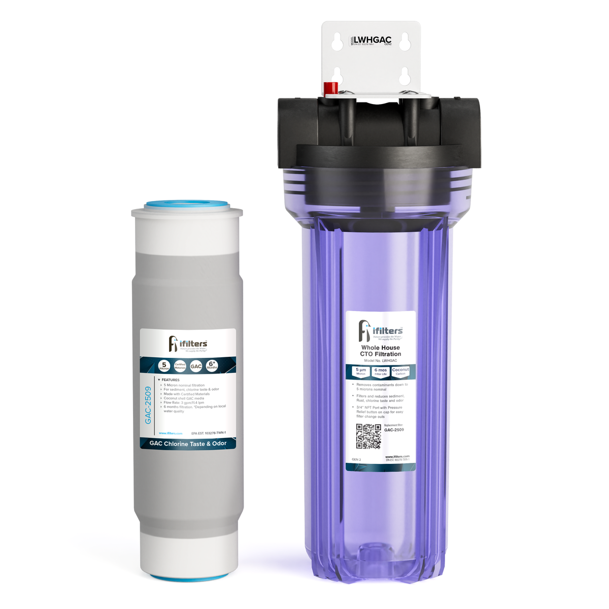 iFilters Whole House GAC Filter System for Sediment, Chlorine Taste