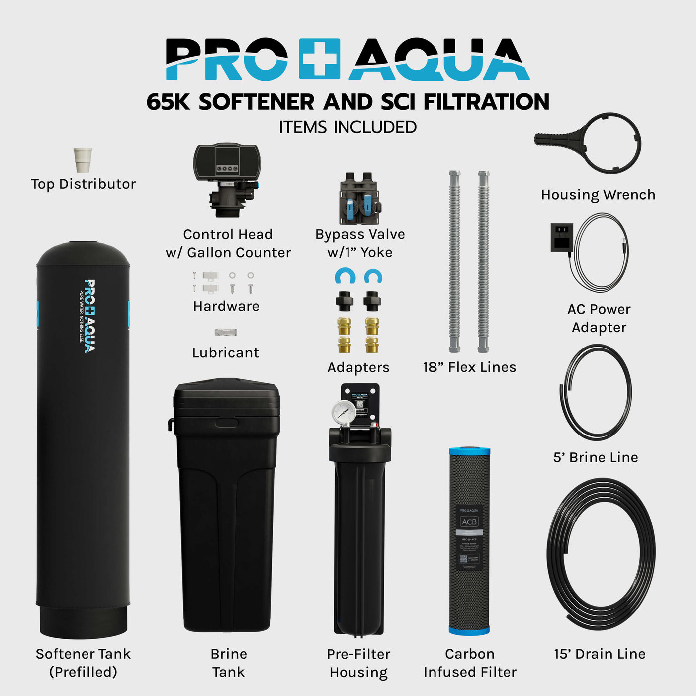 PRO+AQUA PRO-S-80E Whole House Water Softener High Demand Heavy Duty 80,000 Grain Capacity 1 ...