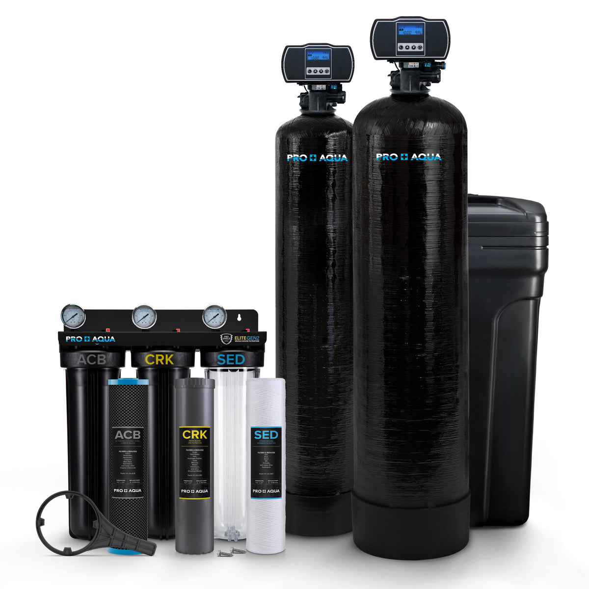 PRO+AQUA BNDL-WEL ELITE Well Water Filtration and Softener Bundle, Iron ...