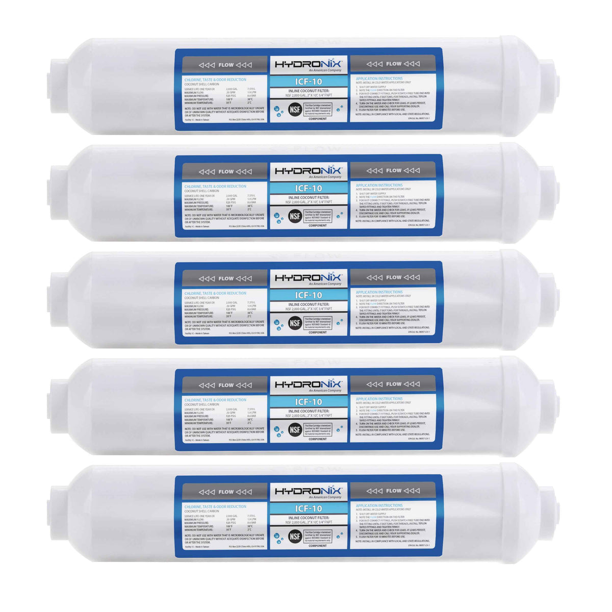 5 PK, Inline Post Reverse Osmosis Fridge Ice GAC Water Filter, 2000 Gal ...