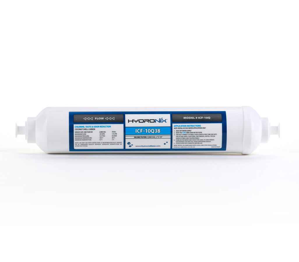 Inline RO Post Fridge Ice Coconut GAC Water Filter 2000 Gal, 3/8" Quick ...