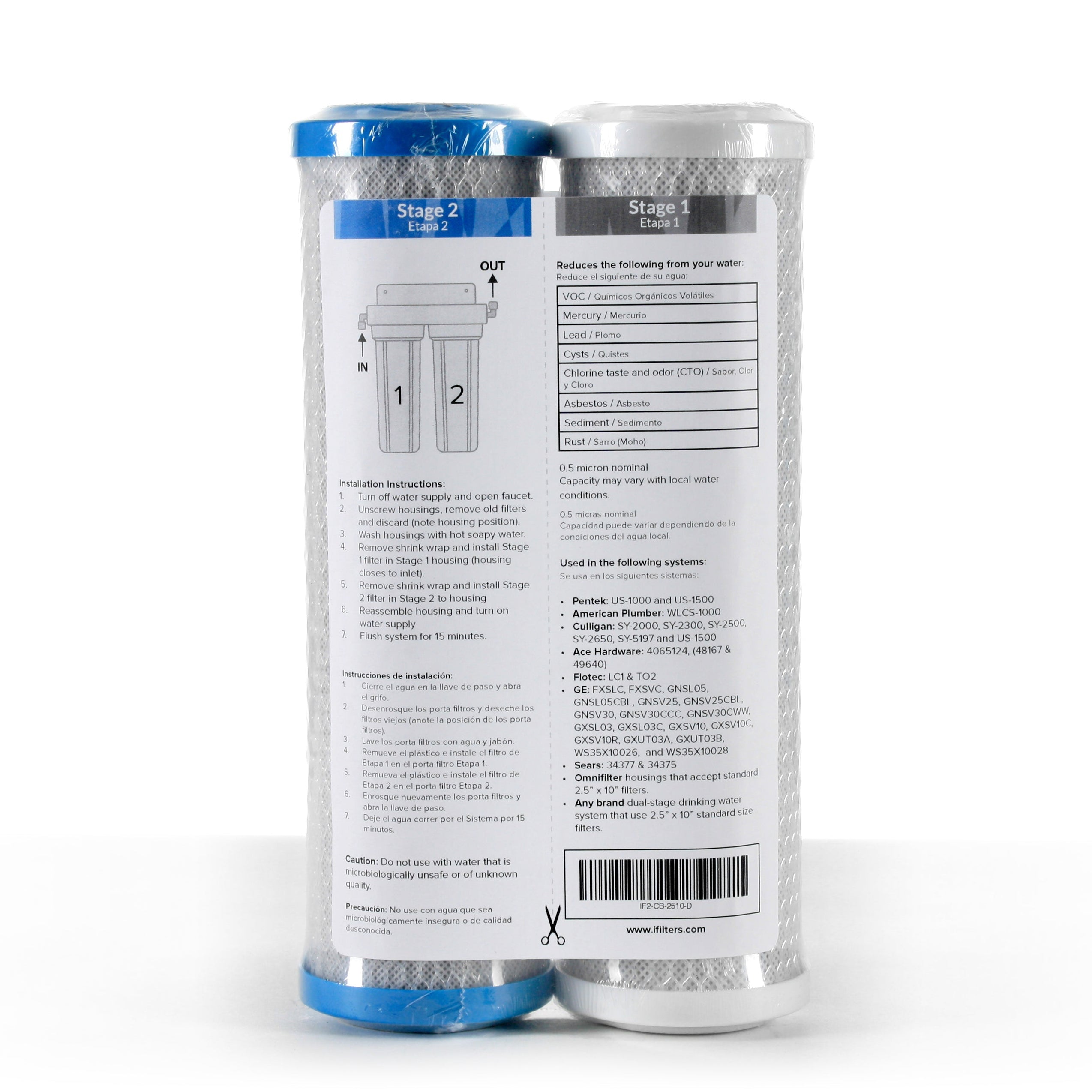 Dual Stage Drinking Water Filter Replacement Set, filters VOC Mercury ...