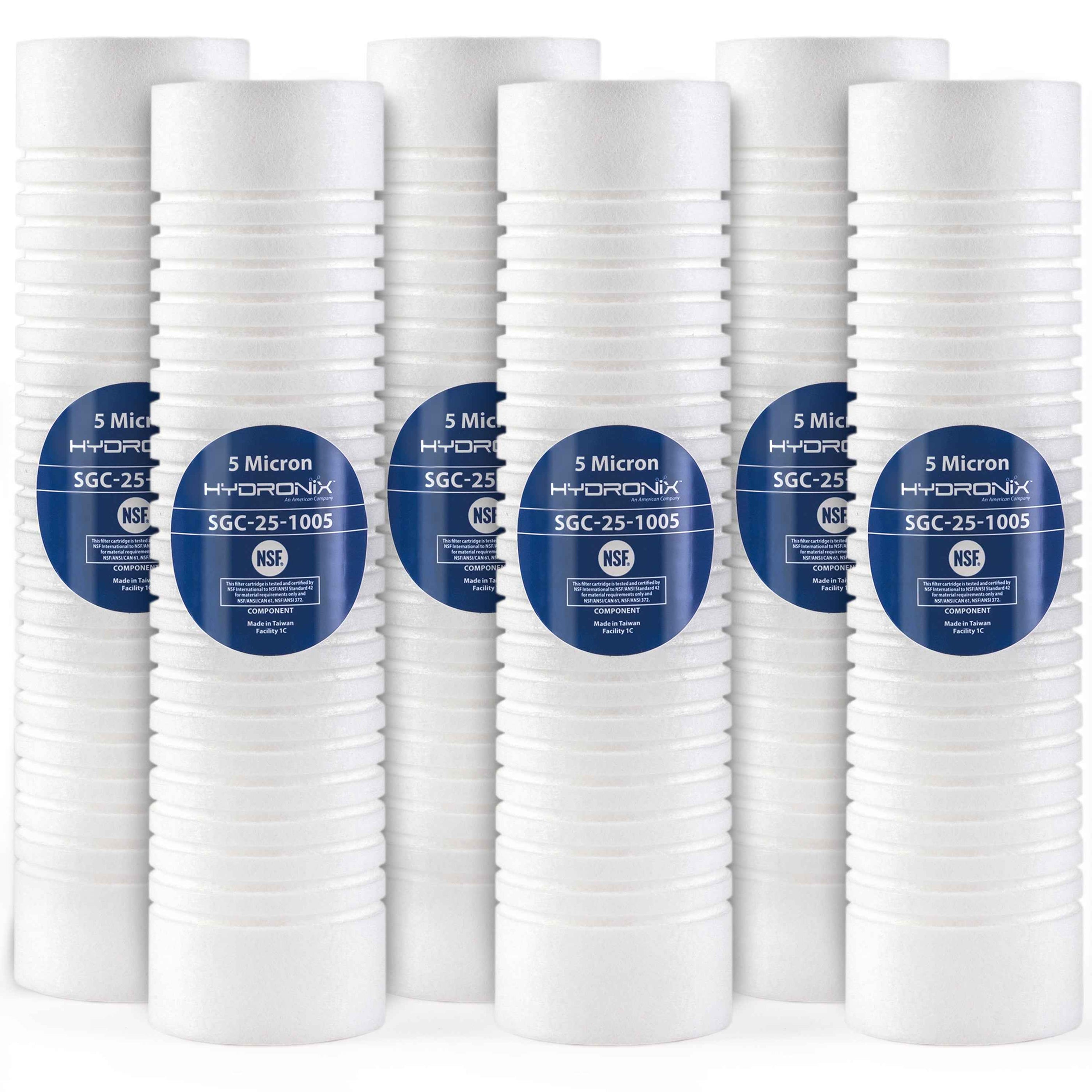 (6 Pack) Hydronix SGC-25-1005 Sediment Filter Grooved Cartridge 2.5" x ...