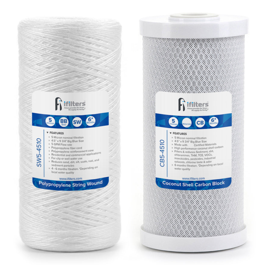 SW-CB5-4510 Whole House Sediment & Carbon Block Water Filter, 5 Micron ...